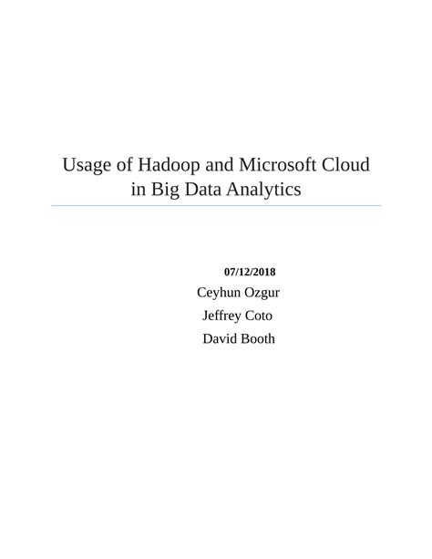 pdf usage of hadoop and microsoft cloud in big data analytics