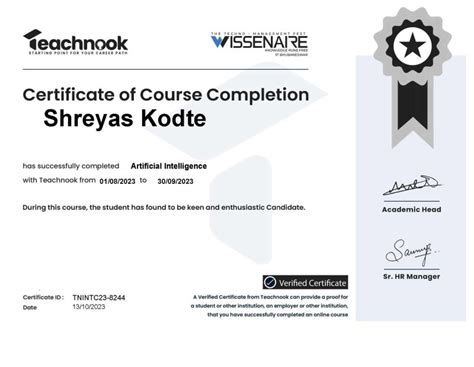 Ai Machinelearning Certificate Shreyas Kodte