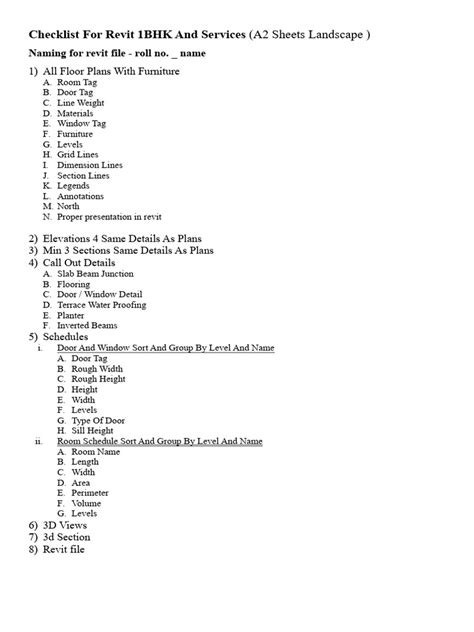Revit Checklist Pdf
