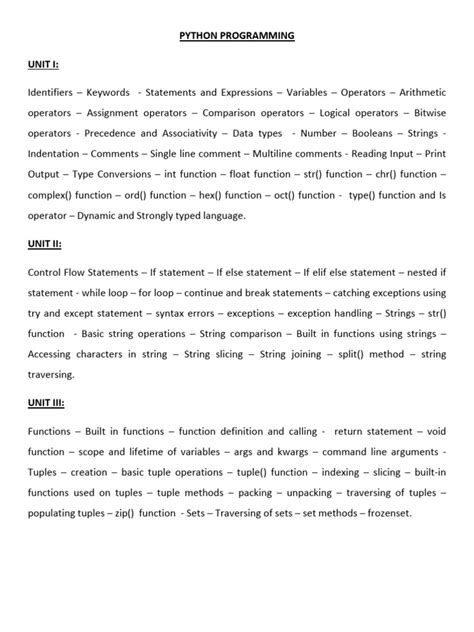 Python Programming Syllabus Pdf Control Flow Computer Programming