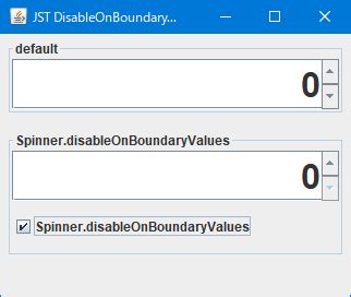 JSpinnerの値が境界値になった場合ArrowButtonを無効にする Java Swing Tips