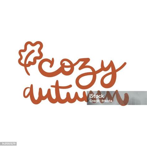 아늑한 가을 레터링 잎으로 손으로 그린 따옴표 벡터 일러스트 레이 션 평면 디자인 10월에 대한 스톡 벡터 아트 및 기타 이미지