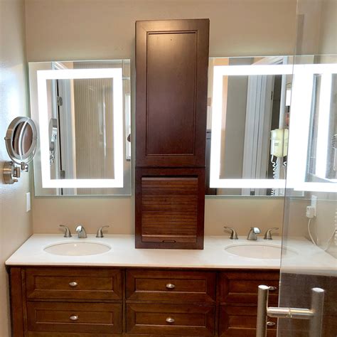 Front Lighted Led Bathroom Vanity Mirror 36 X 48 Rectangular Mirrors And Marble
