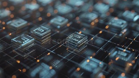 Digital Microchip Grid Close Up Stock Illustration Illustration Of Hardware Electronics