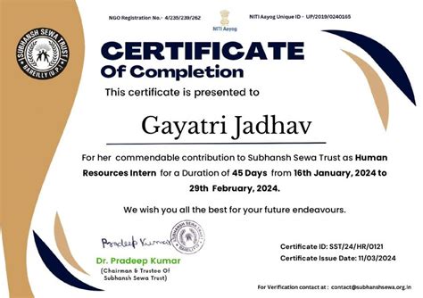 Gayatri Jadhav On Linkedin Subhashsewatrust Hrintern Internship Hr Latepost