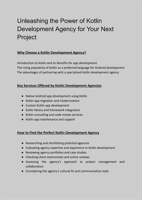 Unleashing The Power Of Kotlin Development Agency For Your Next Project