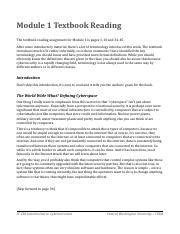 Module1 Textbook Reading Pdf Module 1 Textbook Reading The Textbook Reading Assignment For