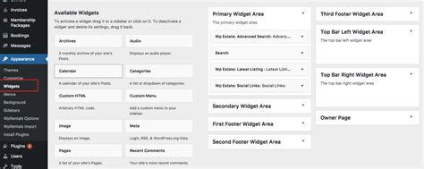 header widgets wp rentals help
