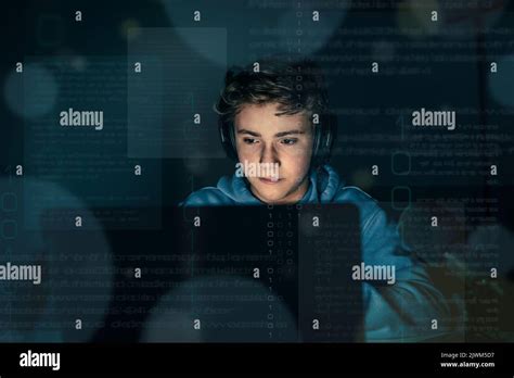 Genius Programmer Young Nerdy Computer Developer Looking Data Software Network Interface