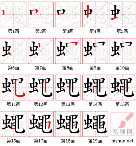 蠅的笔顺（笔画顺序）汉字蠅的笔顺动画