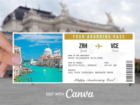 Editable Boarding Ticket Template Printable Travel Pass Etsy