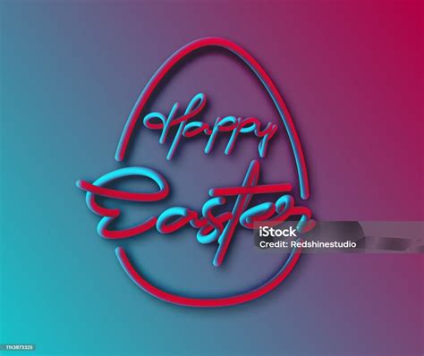 행복 한 부활절 붓글씨 3d 파이프 스타일 텍스트 벡터 일러스트 레이 션 디자인 개념에 대한 스톡 벡터 아트 및 기타 이미지