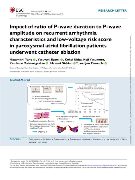 Pdf Impact Of Ratio Of P Wave Duration To P Wave Amplitude On Recurrent Arrhythmia