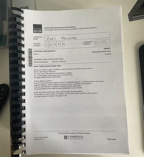 Additional Maths 0606 Igcseo Level 10 Years Past Papers Mostly Empty Hobbies And Toys Books