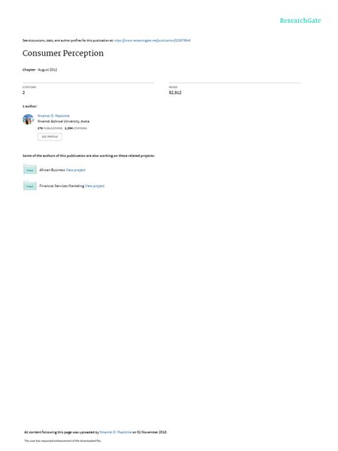 Consumer Perception Pdf Perception Senses