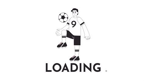 Animated Bw Male Footballer Loader Young Sportsman Kicking Soccer Ball
