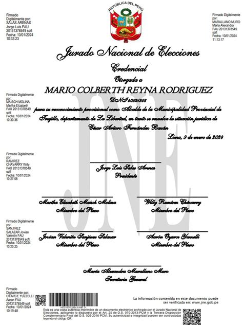 Trujillo Jne Oficializa A Mario Reyna Como Nuevo Alcalde Tras Suspensión De Arturo Fernández