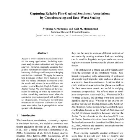 Capturing Reliable Fine Grained Sentiment Associations By Crowdsourcing And Bestworst Scaling