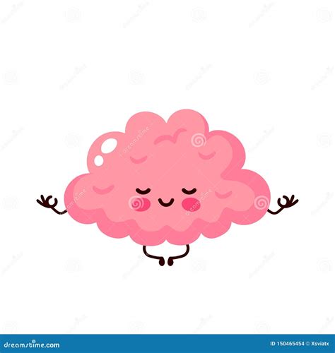 Strong Cute Healthy Happy Human Brain Meditate Stock Vector Illustration Of Health Idea