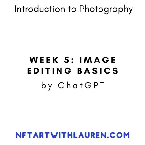 Introduction To Photography Week 5 Image Editing Basics Lesson Plan