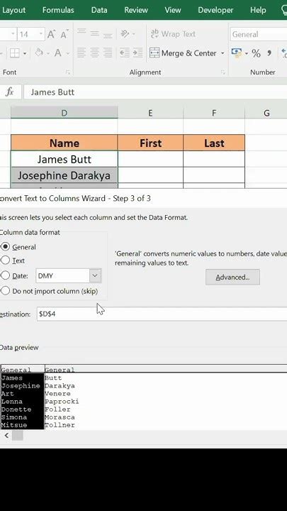 Split Data Into Different Columns In Excel Excel Shorts Excelwallah Excelshorts Youtube