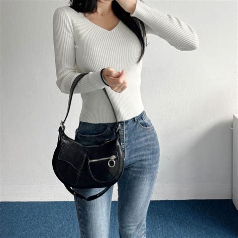 [vy] 여자 신입생 Ss 검정 호보백 토트 레자 숄더백