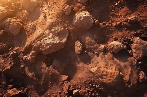 Premium Photo Closeup Of The Surface Of Mars Showing Rocks And Pebbles In The Regolith