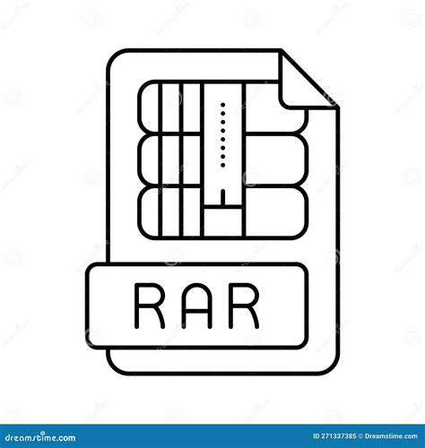 Rar File Format Document Line Icon Vector Illustration Stock Vector Illustration Of Outline