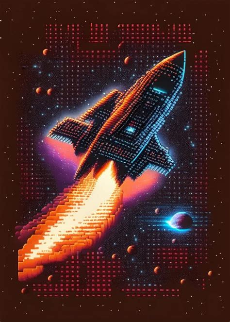 A Retro Style Ascii Art Of A Space Ship Flying T By Livinaparadox On