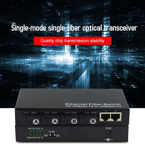 4port Fiber Media Converter 2rj45 Ethernet Optical Transceiver 10 100 1000m