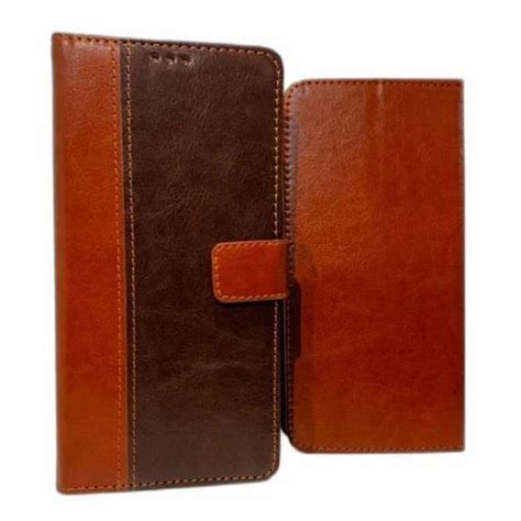 Light Brown Base Rectangular Leather Mobile Flip Cover At Rs In New Delhi