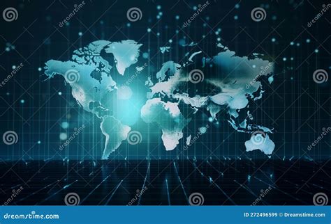 Communication Technology Global Internet Network Telecommunication Data Transfer World Map