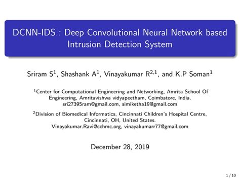 Deep Convolutional Neural Network Based Intrusion Detection System Ppt