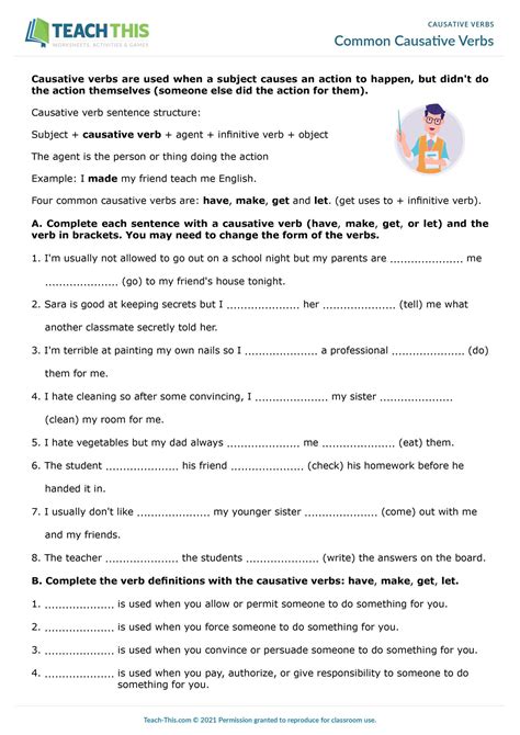 Teach Common Causative Verbs Esl Causative Verbs Worksheet