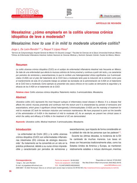 Pdf Mesalazine How To Use It In Mild To Moderate Ulcerative Colitis