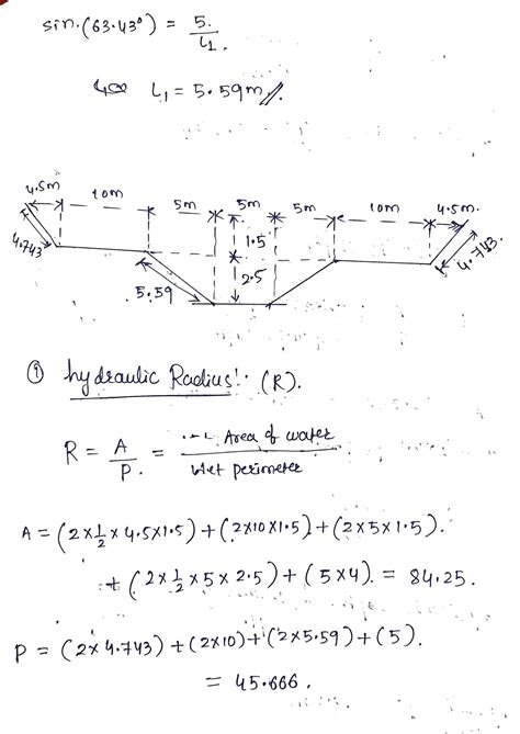 Solved Compute The Hydraulic Radius Hydraulic Depth And Section