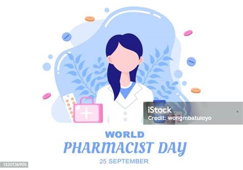 9월 25일에 개최되는 세계 약사의 날 의사 의학 및 알 약 개념 배경 배너 또는 포스터 방문 페이지 벡터 일러스트레이션 9월에 대한 스톡 벡터 아트 및 기타 이미지