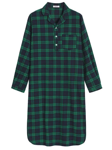 Mens Cotton Flannel Nightshirts Long Sleeve Night Gown Latuza