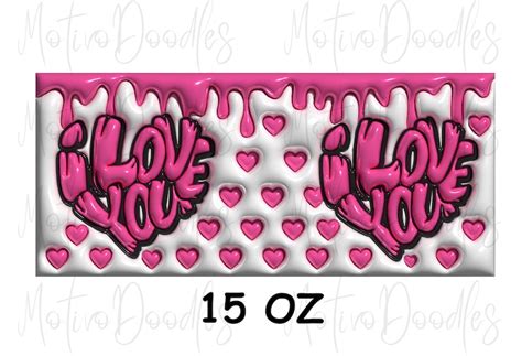 3d Inflated I Love You Mug Wrap Png Valentine Puff Mug Wrap Pink