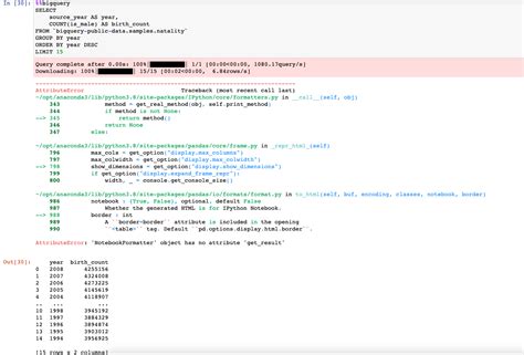 Python NotebookFormatter Object Has No Attribute Get Result Error When Querying From