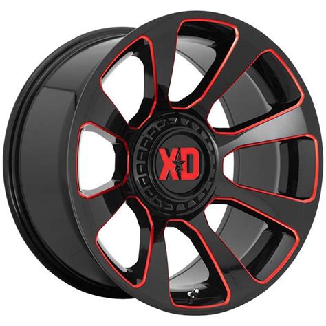 Kmc Reactor Xd854 Gloss Black Milled With Red Tint The Wheel Deal