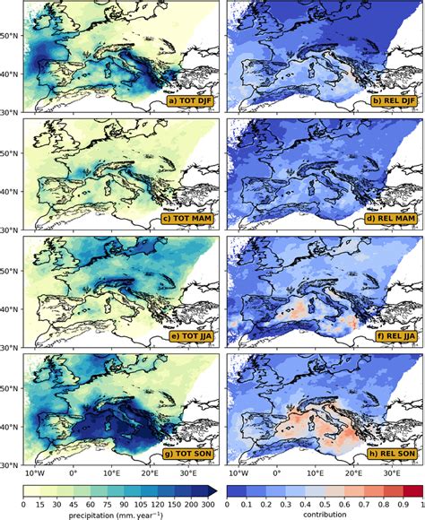 Total Mcs Precipitation Per Year In Mm Yr⁻¹ Left Column And Download Scientific Diagram