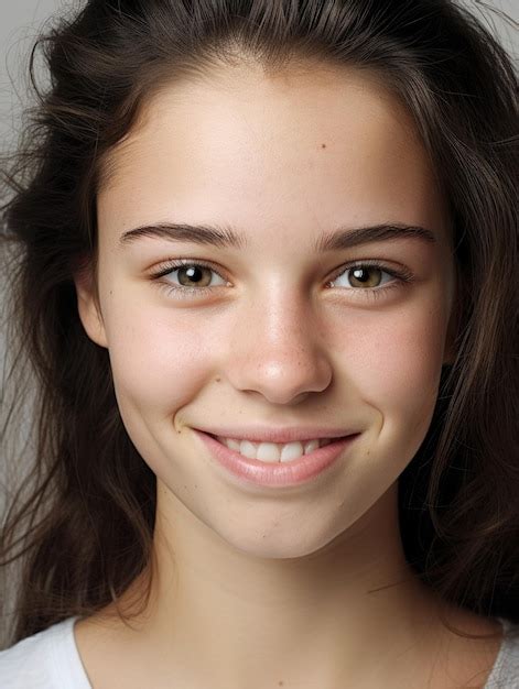 Girl Face With Detailed Skin Texture Premium Ai Generated Image