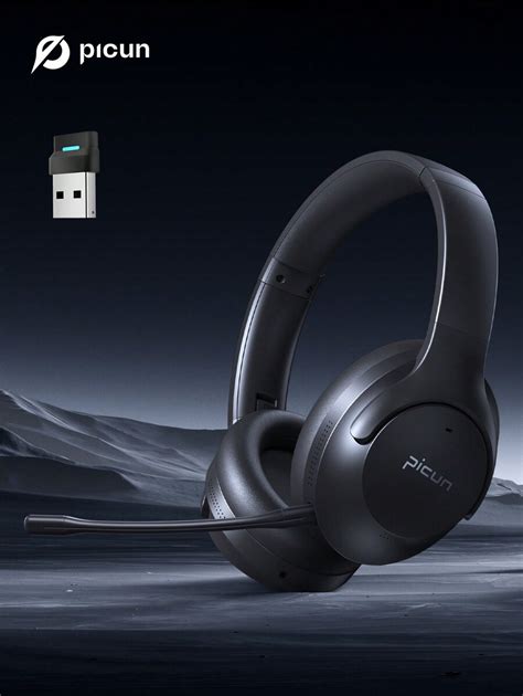 Picun Wireless Active Noise Cancelling Gaming Headset 24ghzwireless Over Ear Headphones With