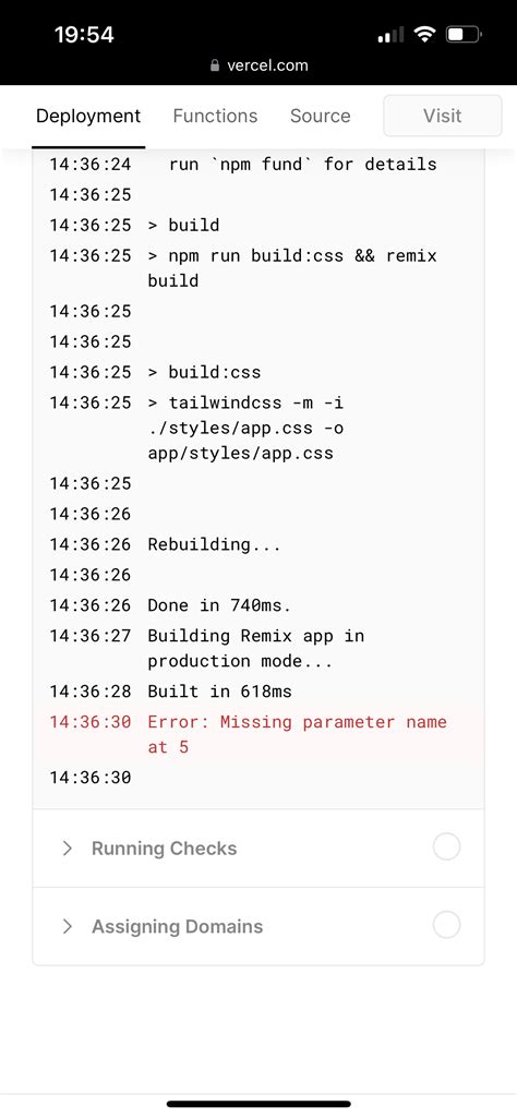 „error Missing Parameter Name At 5“ During Deployment · Vercel Community · Discussion 1594