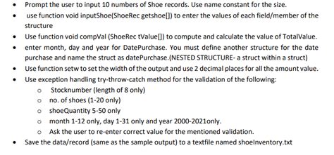 Solved Define An Array Structure Definition Named Shoerec