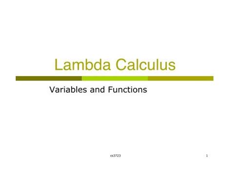 Fundamentals The Lambda Calculus