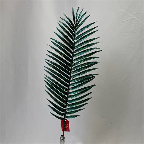 Glitter Single Palm Leaf Peacock L70cm Village Green