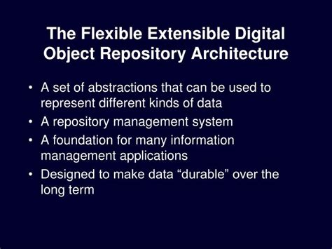Ppt The Flexible Extensible Digital Object Repository Architecture Powerpoint Presentation