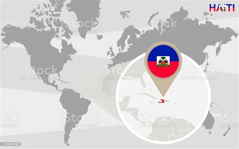 World Map With Magnified Haiti Stock Illustration Download Image Now